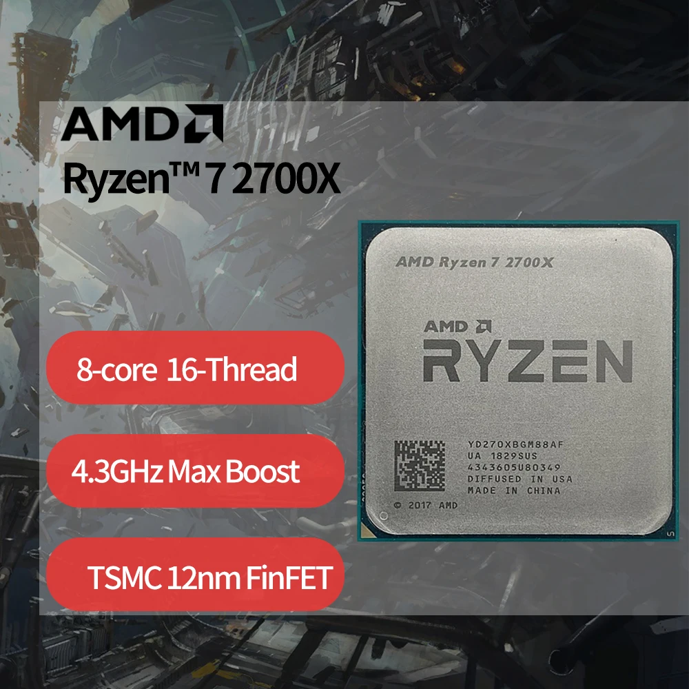 AMD Ryzen 7 2700X R7 2700X 3.7 GHz 8 코어 신틴 스레드 CPU 프로세서, 16M 105W, YD270XBGM88AF 소켓, AM4 팬 없음 ...