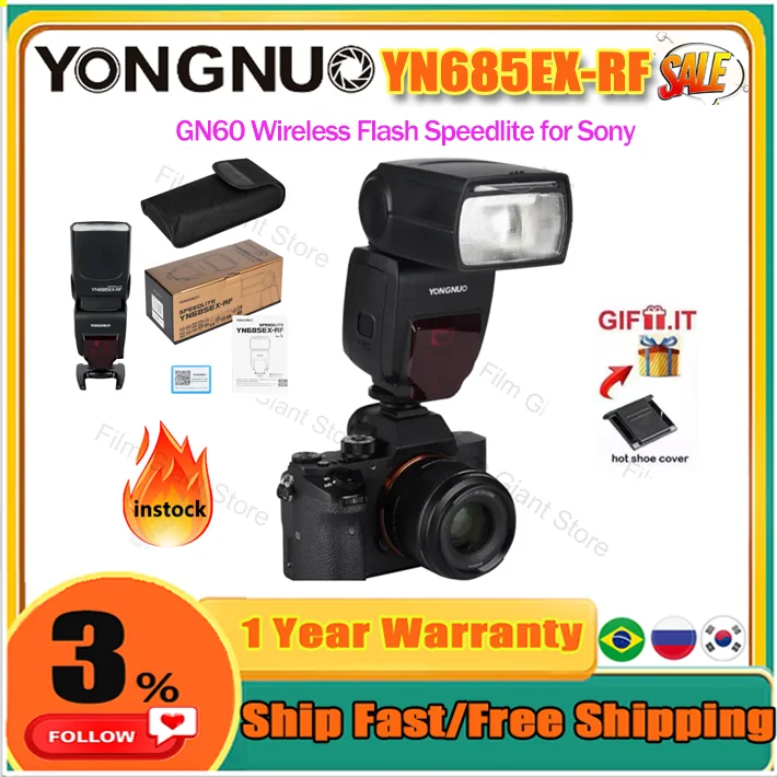 YONGNUO-YN685EX-RF-Flash-for-Sony-GN60-TTL-HSS-1-8000S-Master-Slave ...