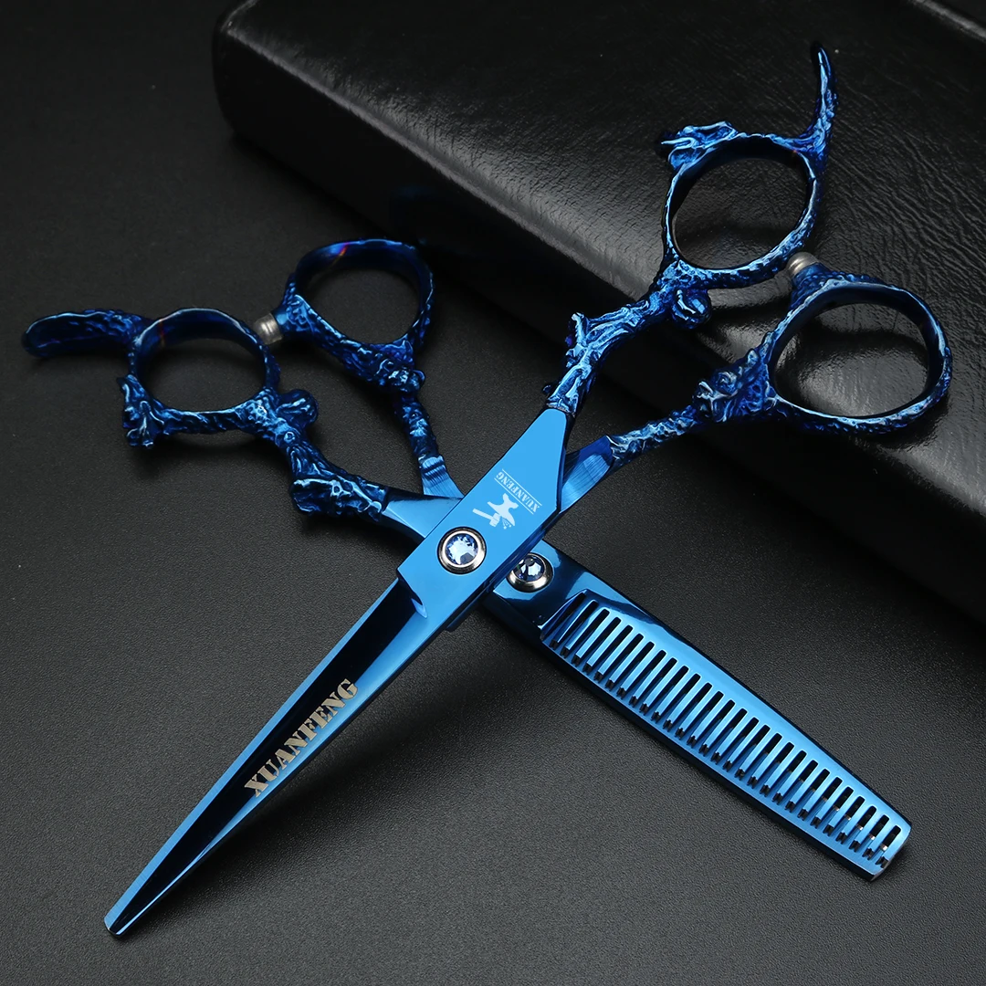 Blue-Dragon-Handle-6-inch-Japanese-440C-Steel-Hair-Scissors-barber ...