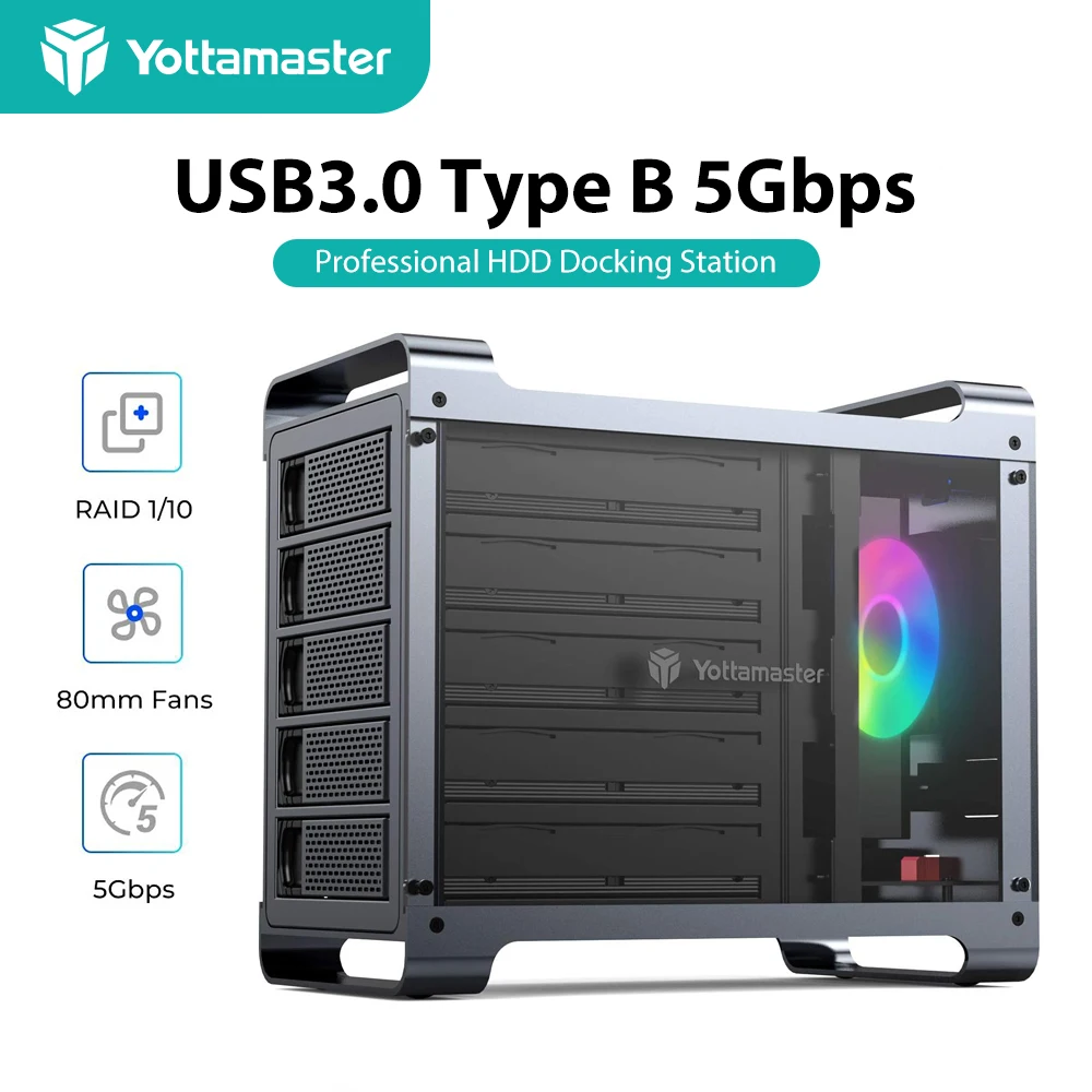 Yottamaster-5-Slot-RAID-External-Hard-Drive-Enclosure-2-5-3-5-SATA-HDD ...