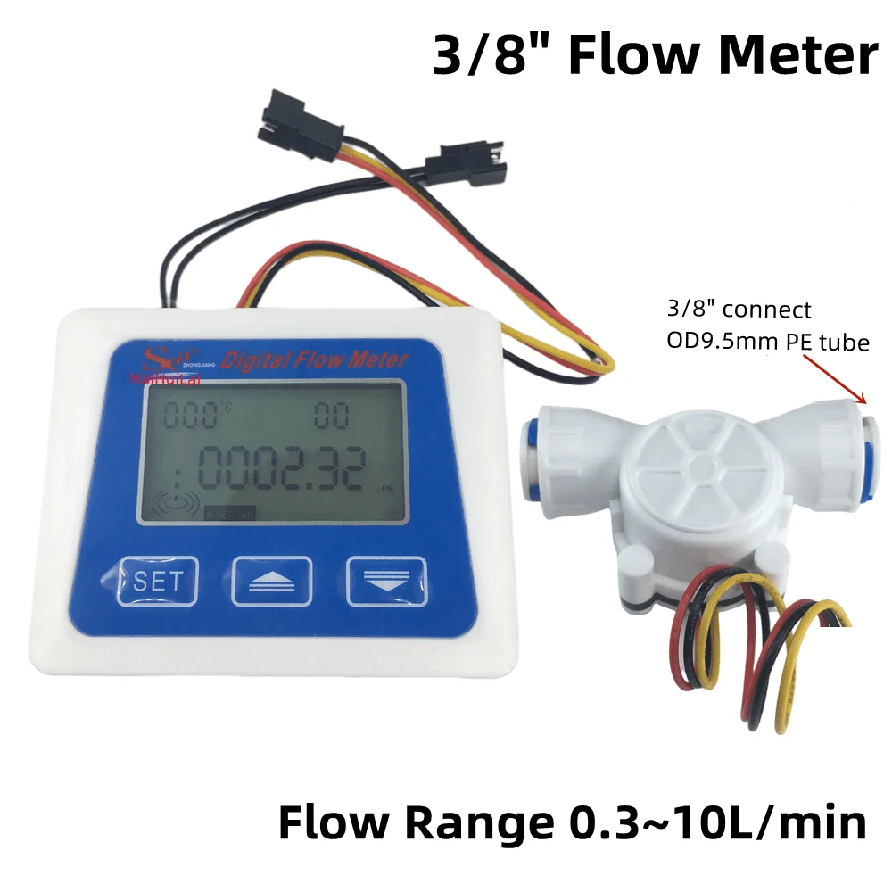 Digital LCD Display Water Flow Sensor Meter Flowmeter Totalmeter With 3 ...