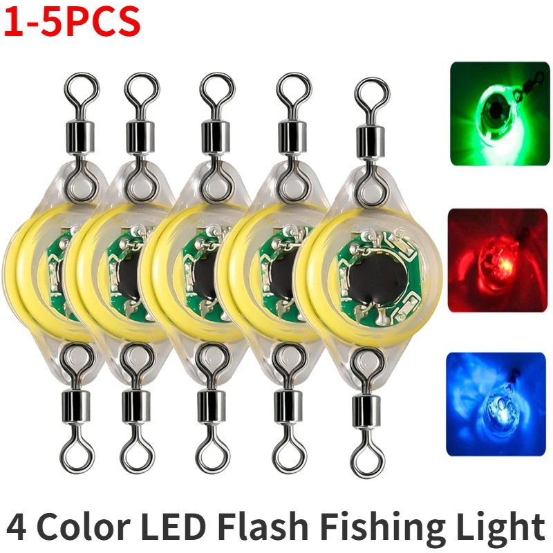 1-5pcs Led Fishing Lure Light Flashing 4color Deep Drop Underwater Eye ...