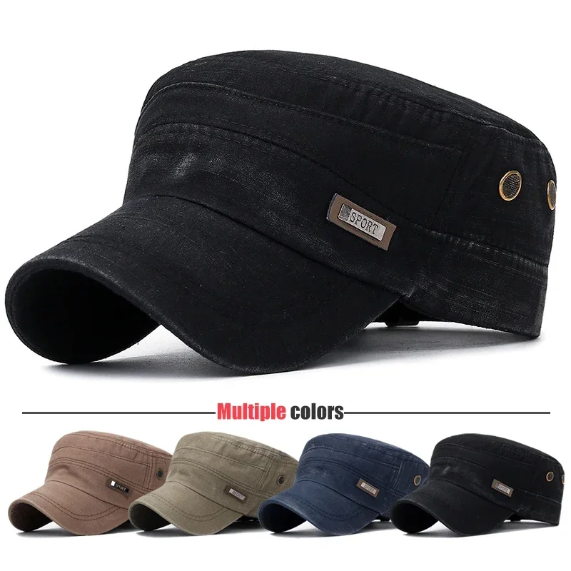 Military-Cadet-Flat-Cap-Fashion-Clothes-Adjustable-Snapback-Hat-Unisex ...