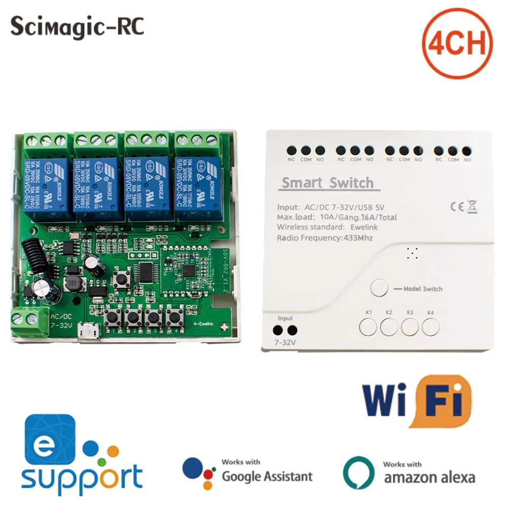 eWeLink-Smart-Wifi-Wireless-Relay-Module-On-Off-Controller-4CH-5V-12V ...