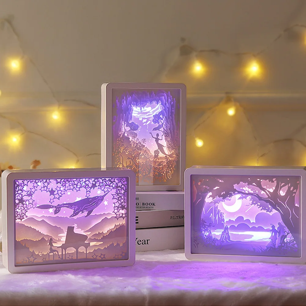 3D-Paper-Carving-Art-Night-Light-Glowing-Photo-Frame-Night-Light ...