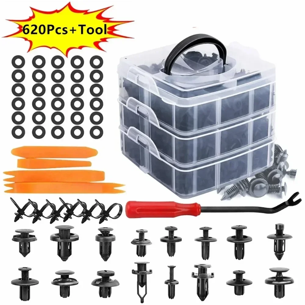 620PCS-Car-Fastener-Clips-Bumper-Retainer-with-30-Tools-Car-Plastic ...