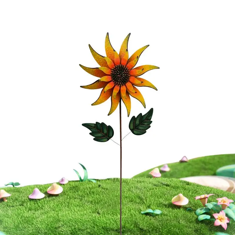 Sunflower-Lawn-Pinwheels-Decorative-Garden-Stakes-Sign-Metal-Sunflower ...