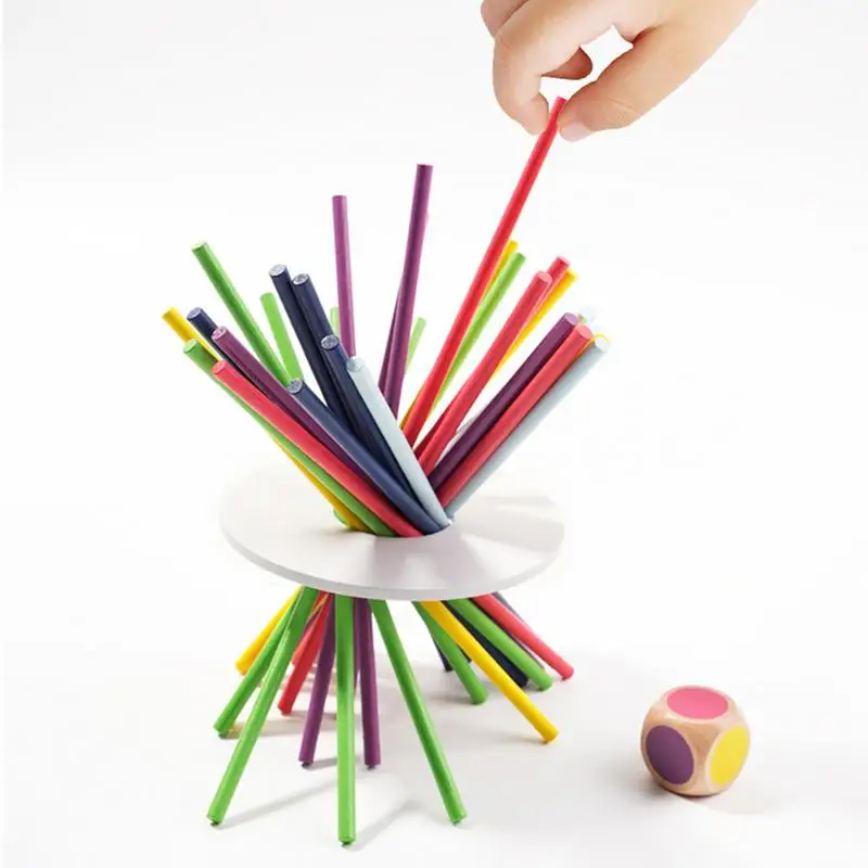 Wooden Stick Stacking Blocks Preschool Learning Montessori Toys Shapes ...