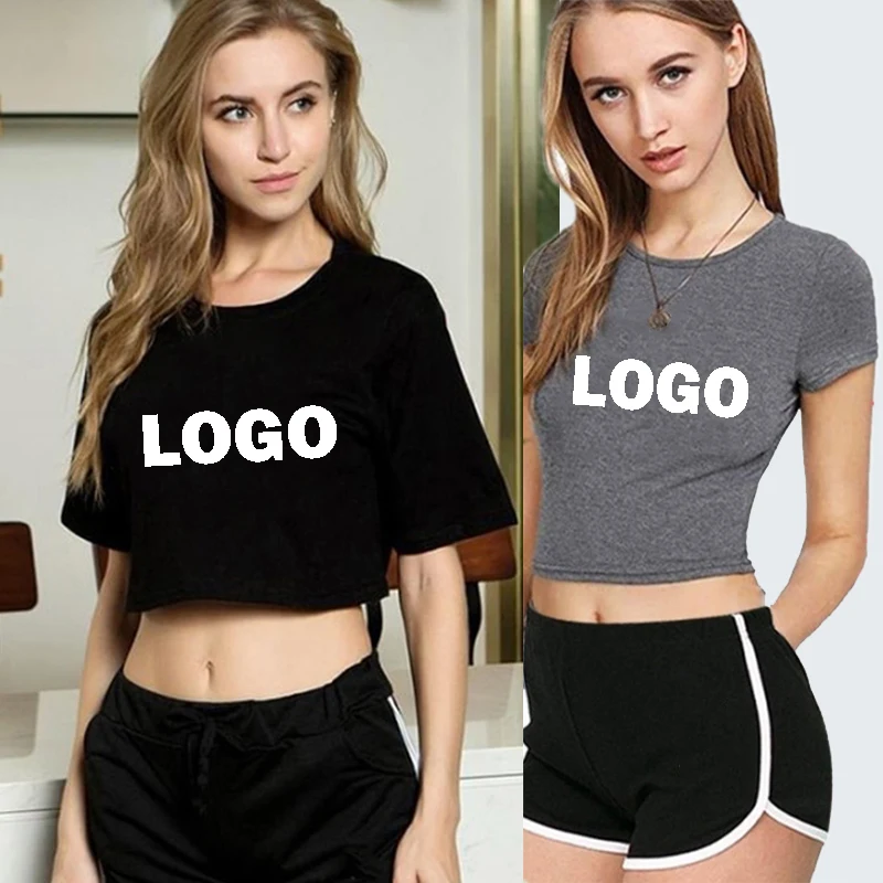 Customized O Neck Crop Top Women Summer Casual T Shirt Basic Sexy ...