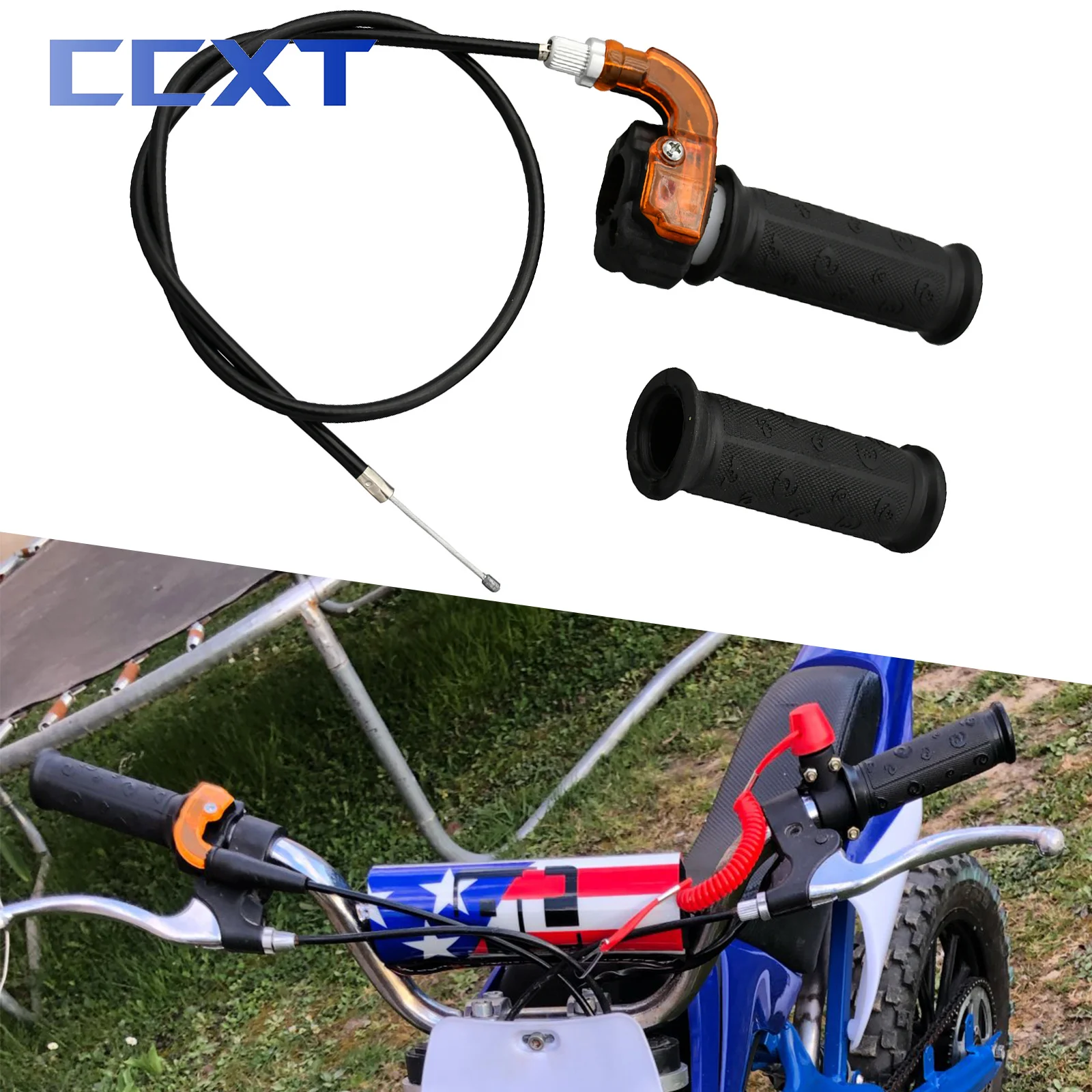 Motorcycle-Dirt-Bike-Throttle-Cable-Twist-Handle-Grip-and-Cable-For-2 ...