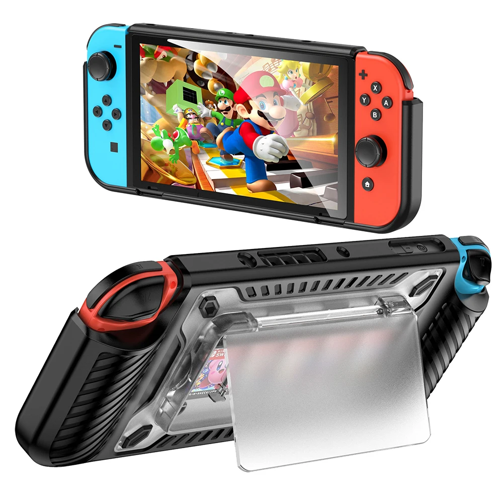 Capa protetora para Nintendo Switch, Tampa traseira OLED, OLED TPU + PC, NS OLED Gaming, Novo ...