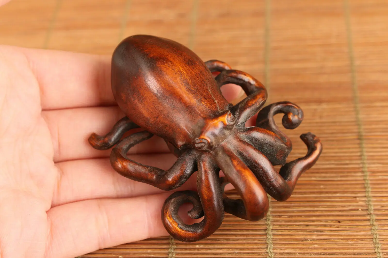 chinese-boxwood-hand-carving-octopus-statue-collect-hand-piece-netsuke ...