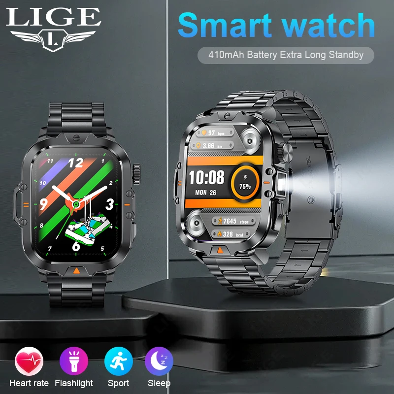 LIGE V17 LED Light Smart Watch Men Bluetooth Call Outdoor Sport ...