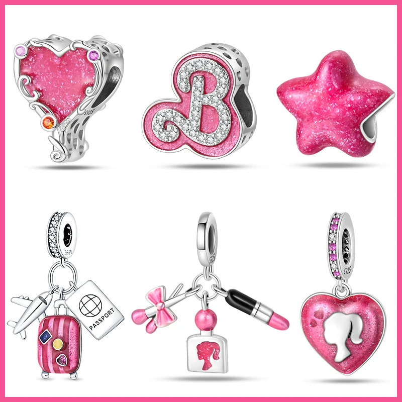 925-Encantos-Banhados-a-Prata-para-Pandora-Pulseira-Contas-Rosa-Espelho ...