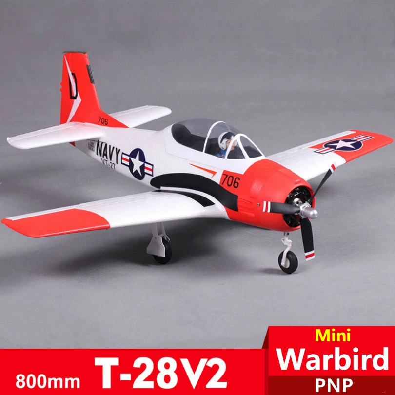 FMSRC-800MM-Mini-T28-T-28-Trojan-V2-Red-4CH-2S-PNP-EPO-RC-Airplane ...