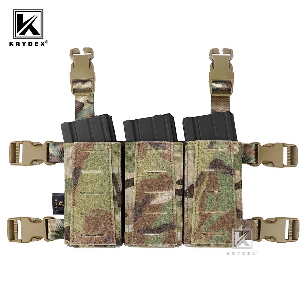 Krydex Chest Rig Molle Panel Triple Placard .223 5.56 Mag Pouch Insert ...