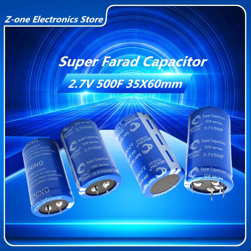 2.7V 500F 35*60mm 500F Farad Capacitor Super Capacitor Electrolytic ...