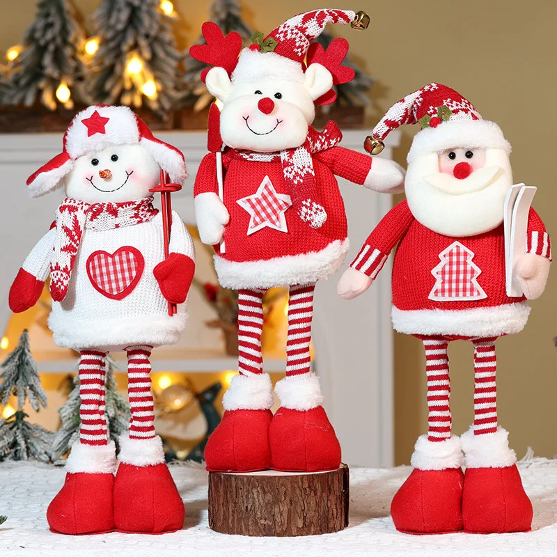 Christmas-Dolls-Retractable-Santa-Claus-Snowman-Elk-Xmas-Figurines ...