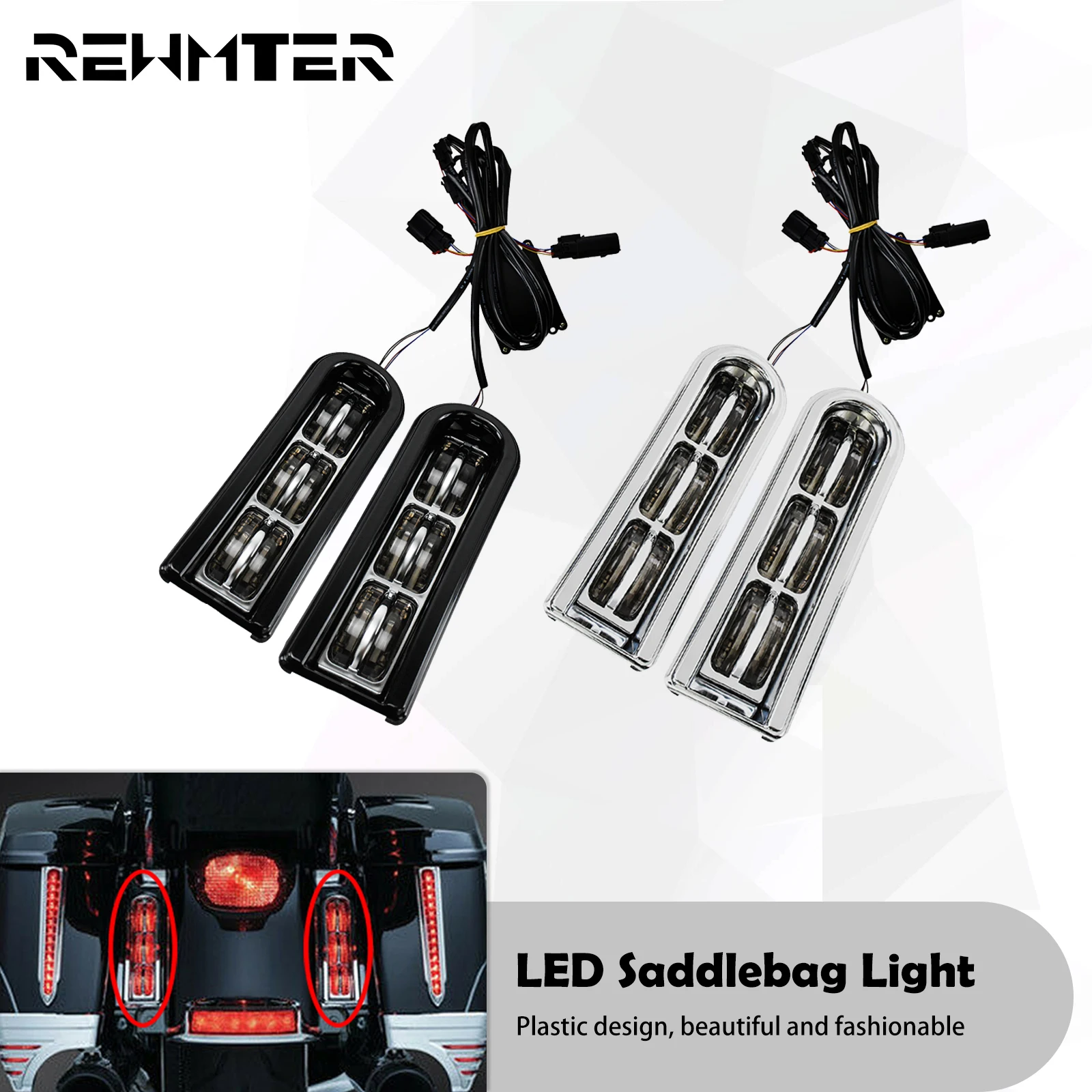 Motorcycle LED Inserts Saddlebag Filler Support Amber Lights Lamp For ...