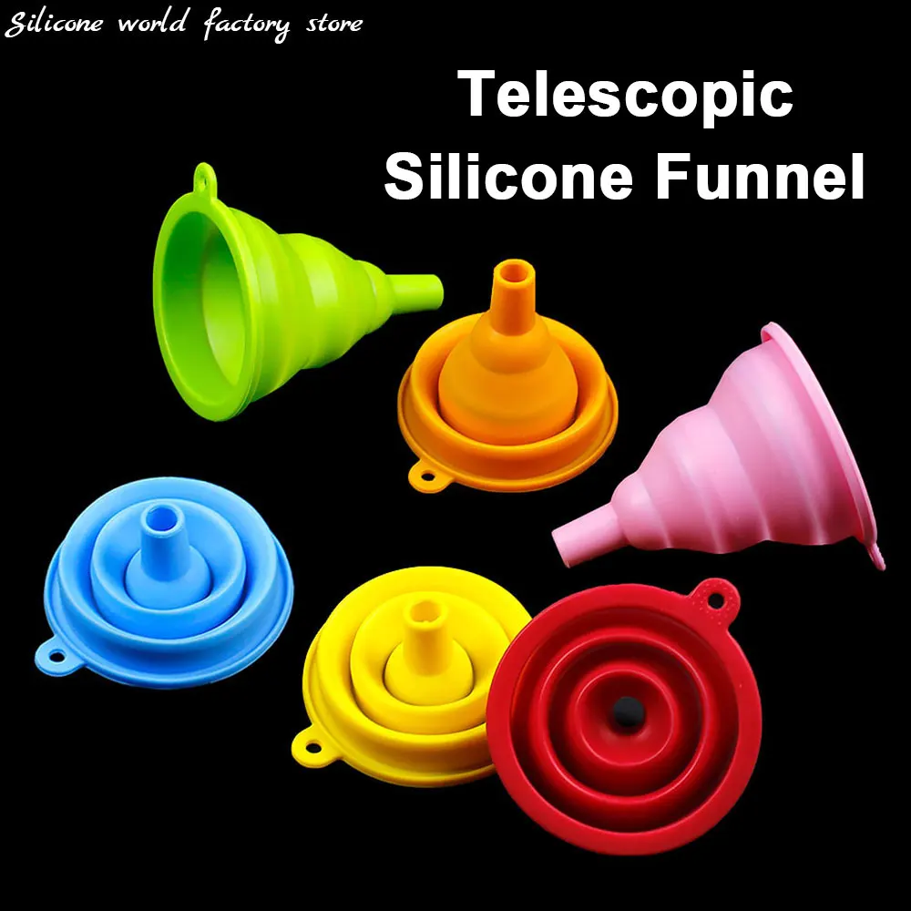 Silicone-World-Foldable-Silicone-Funnel-Telescopic-Mini-Pouring-Oil ...