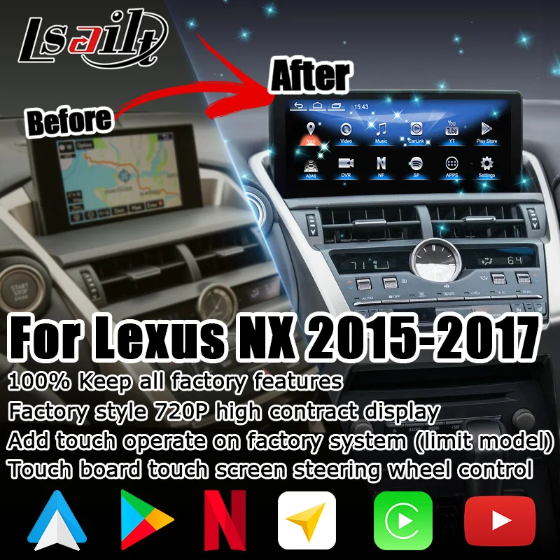 10.25 Inches Android Wireless Cp Aa Screen Display For Lexus Nx Nx200t ...