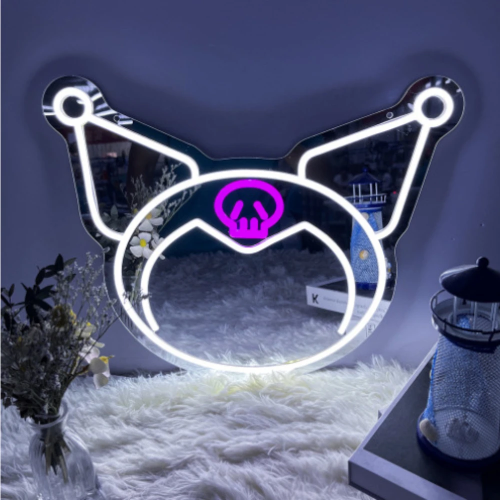 Kawaii Sanrio Kuromi Stuff Led Neon Light With Mirror Children's Room ...