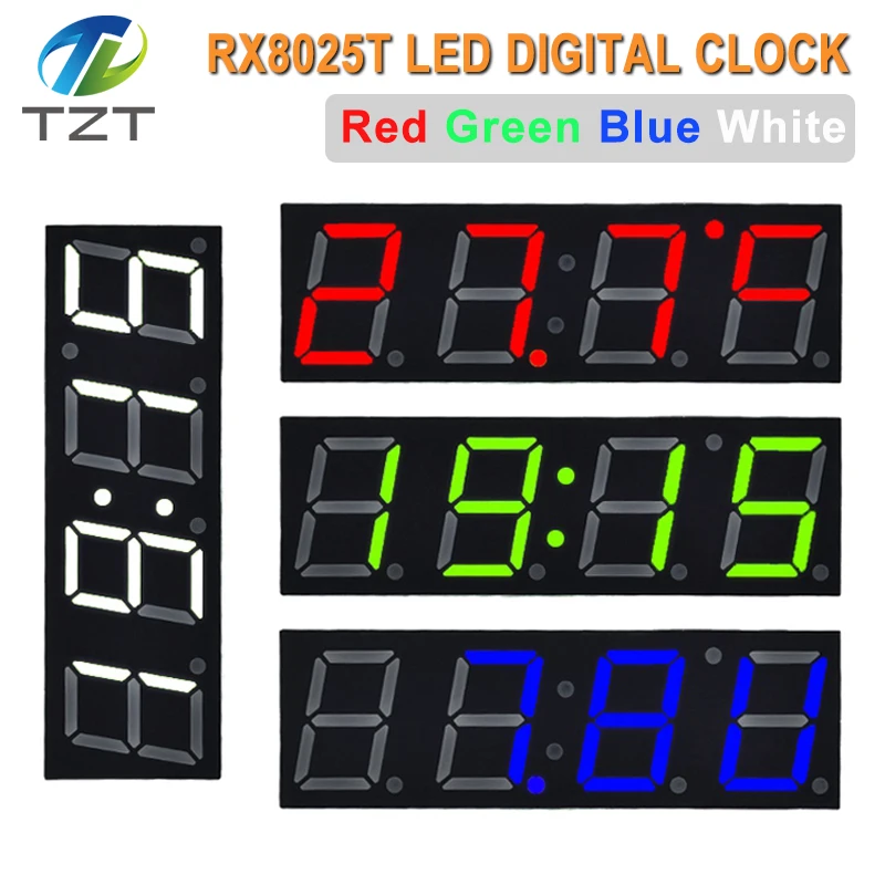TZT-3-In-1-LED-RX8025T-Digital-Clock-Temperature-Voltage-Module-DIY-Time-Thermometer-Voltmeter ...