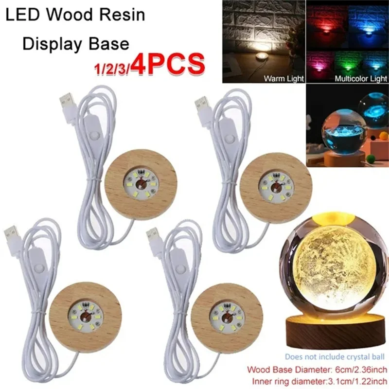 1-2-3-4-Buah-Buatan-Tangan-LED-Kayu-Resin-Tampilan-Dasar-USB-Bulat-Kayu ...
