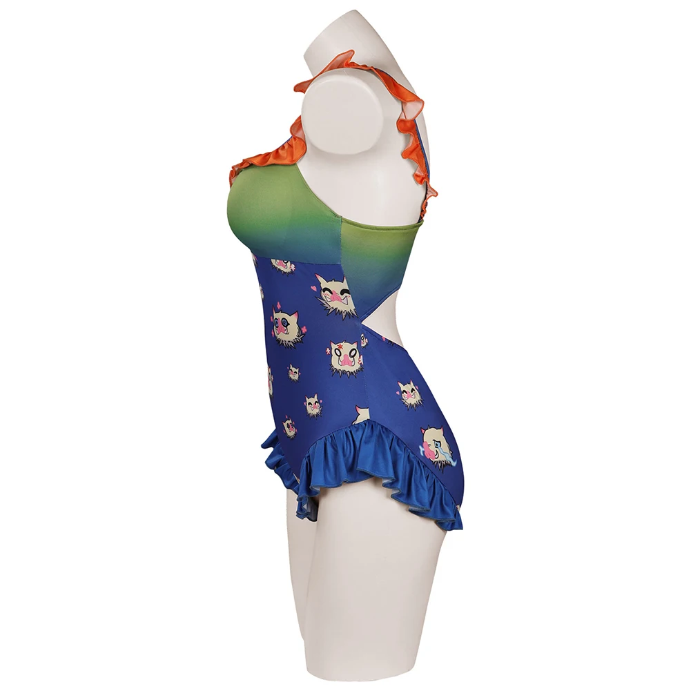 Anime Demon Slayer Hashibira Inosuke Swimsuit Cosplay Costume ...