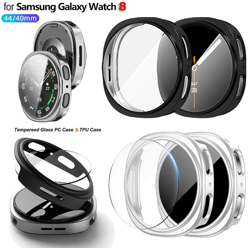 Tempered Glass+PC Watch Case For Samsung Galaxy Watch 8 40mm 44mm TPU ...