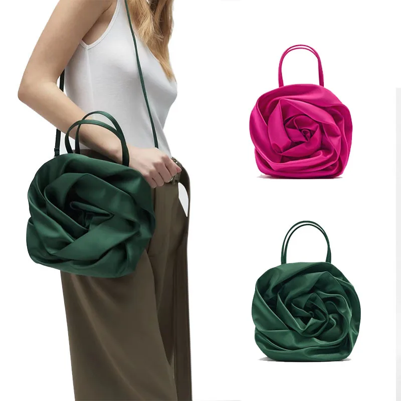 Designer de cetim flor balde totes saco ruched plissado veludo bolsa ...