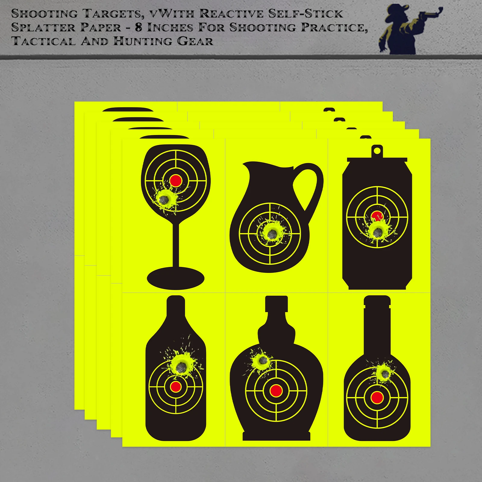 10Pcs 8in Bottle Pattern“ Self-Adhesive Splash Bullet Hole Shooting ...