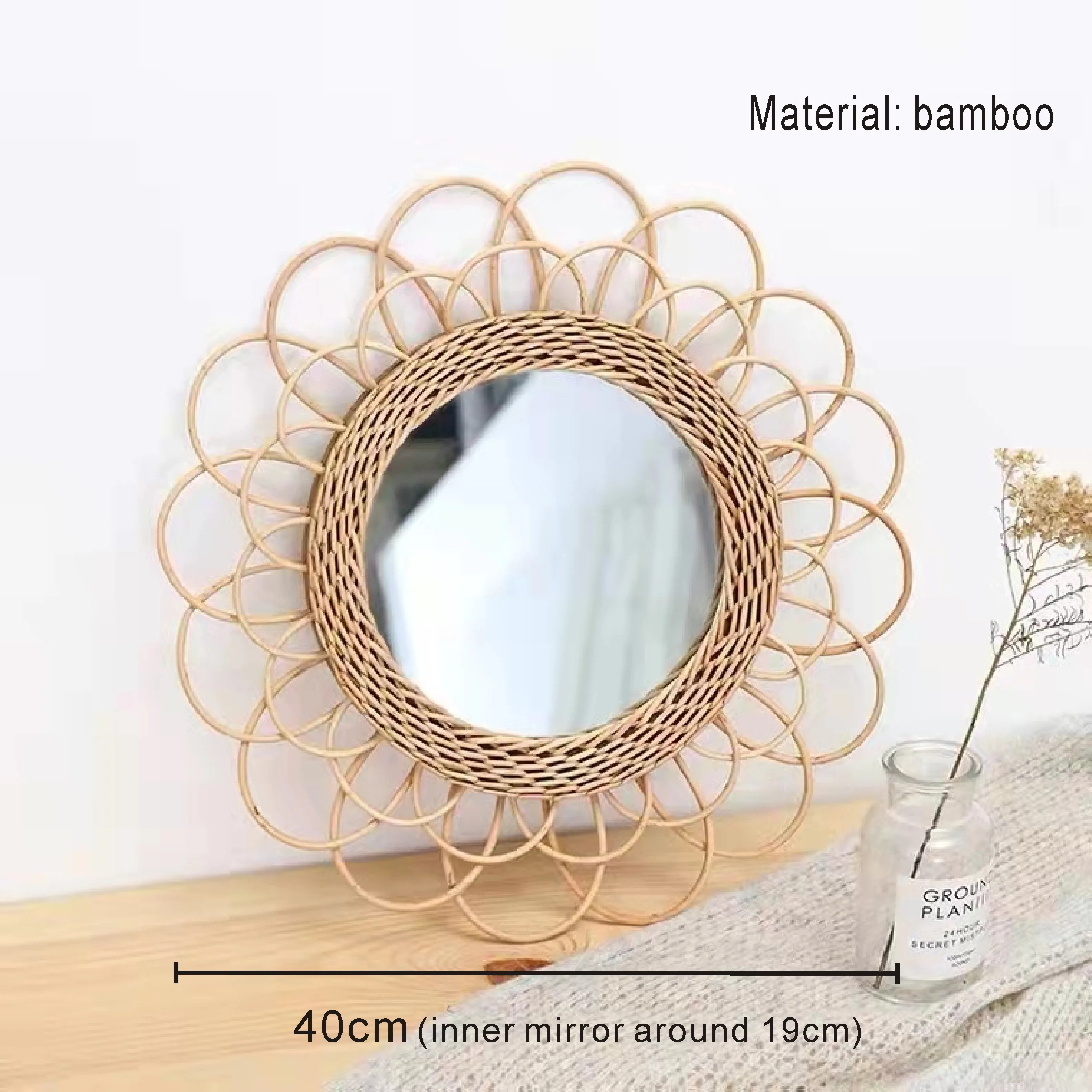 Nordic Style INS Straw Rattan Wall Decor Round Rattan Wall Decoration ...