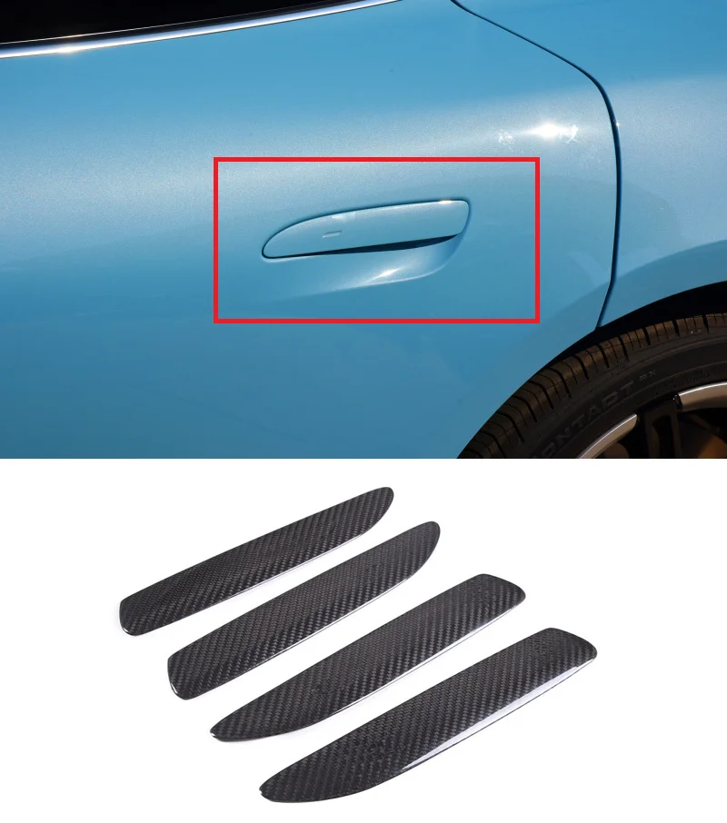 4pcs Real Dry Carbon Fiber Car Exterior Door Handel Cover Trim Fit For ...