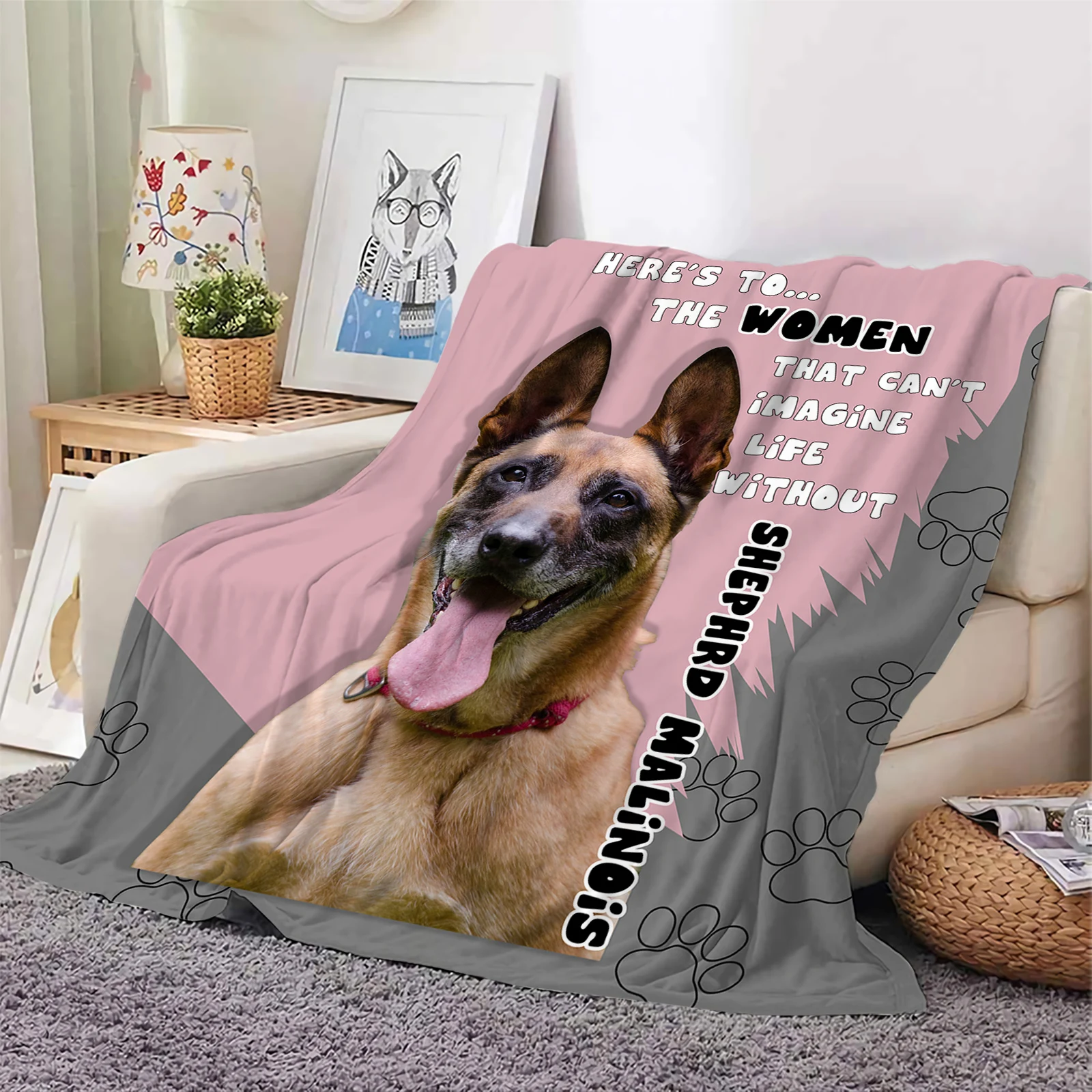 Mantas-de-franela-malois-belgas-con-estampado-3D-de-pata-de-perro ...