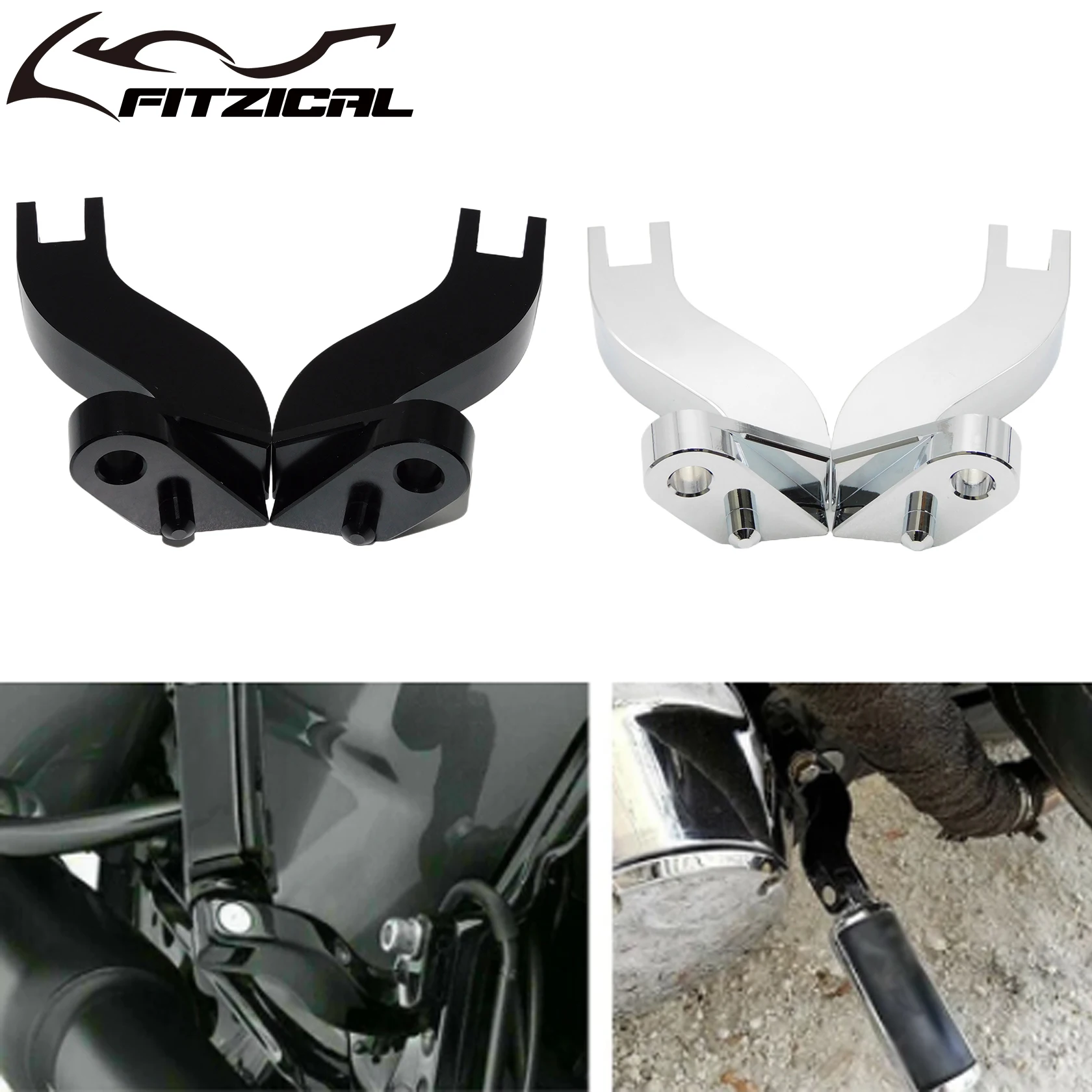 Motorcycle Passenger Rear Foot Peg Mount Kits Black/Chrome For Harley ...