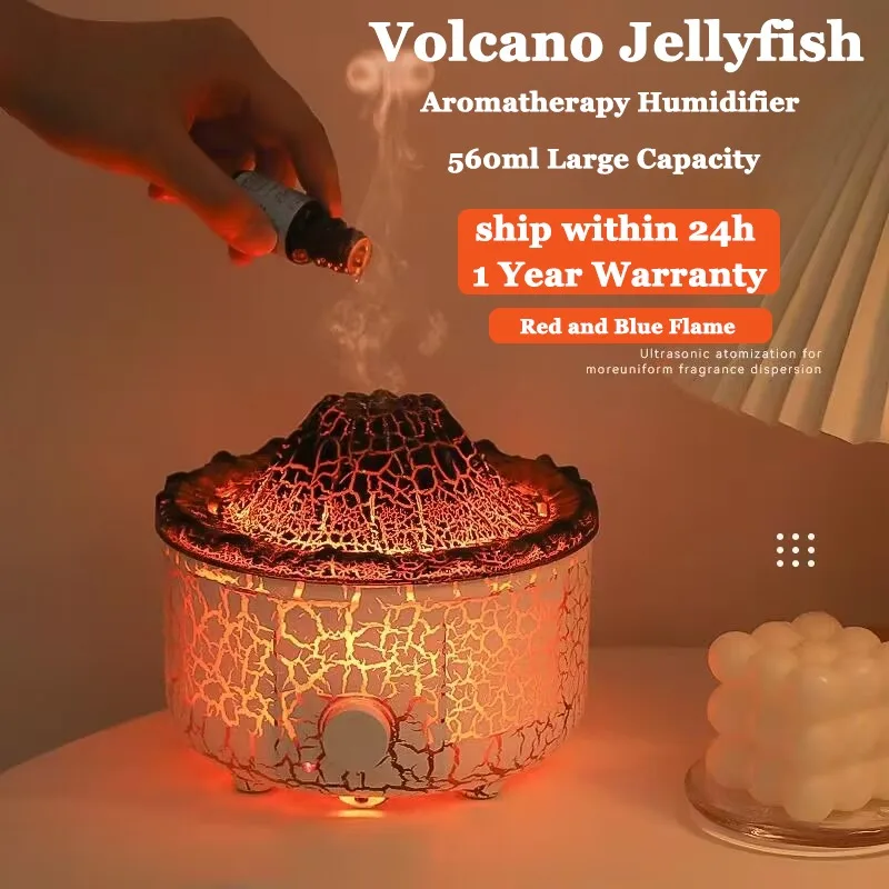 560ml-Volcano-Flame-Air-Humidifier-Aromatherapy-Diffusers-Essential-Oil ...