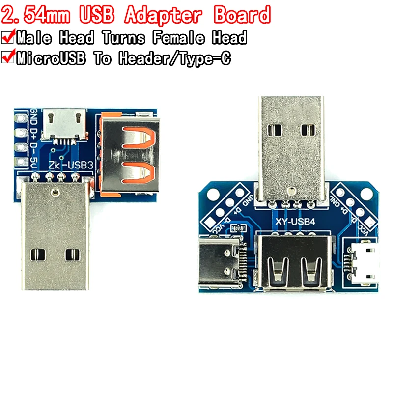 USB-Head-Switchboard-Male-USB-Connector-to-Type-c-Micro-Female-USB-2-54 ...