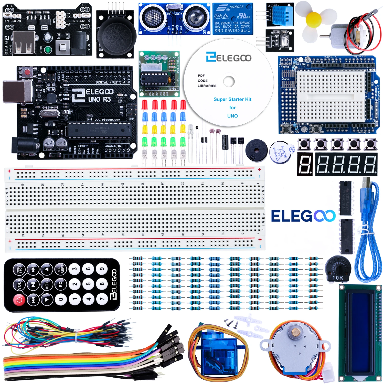 ELEGOO-Arduino-UNO-Projeto-Super-Starter-Kit-com-Tutorial-e-UNO-R3 ...