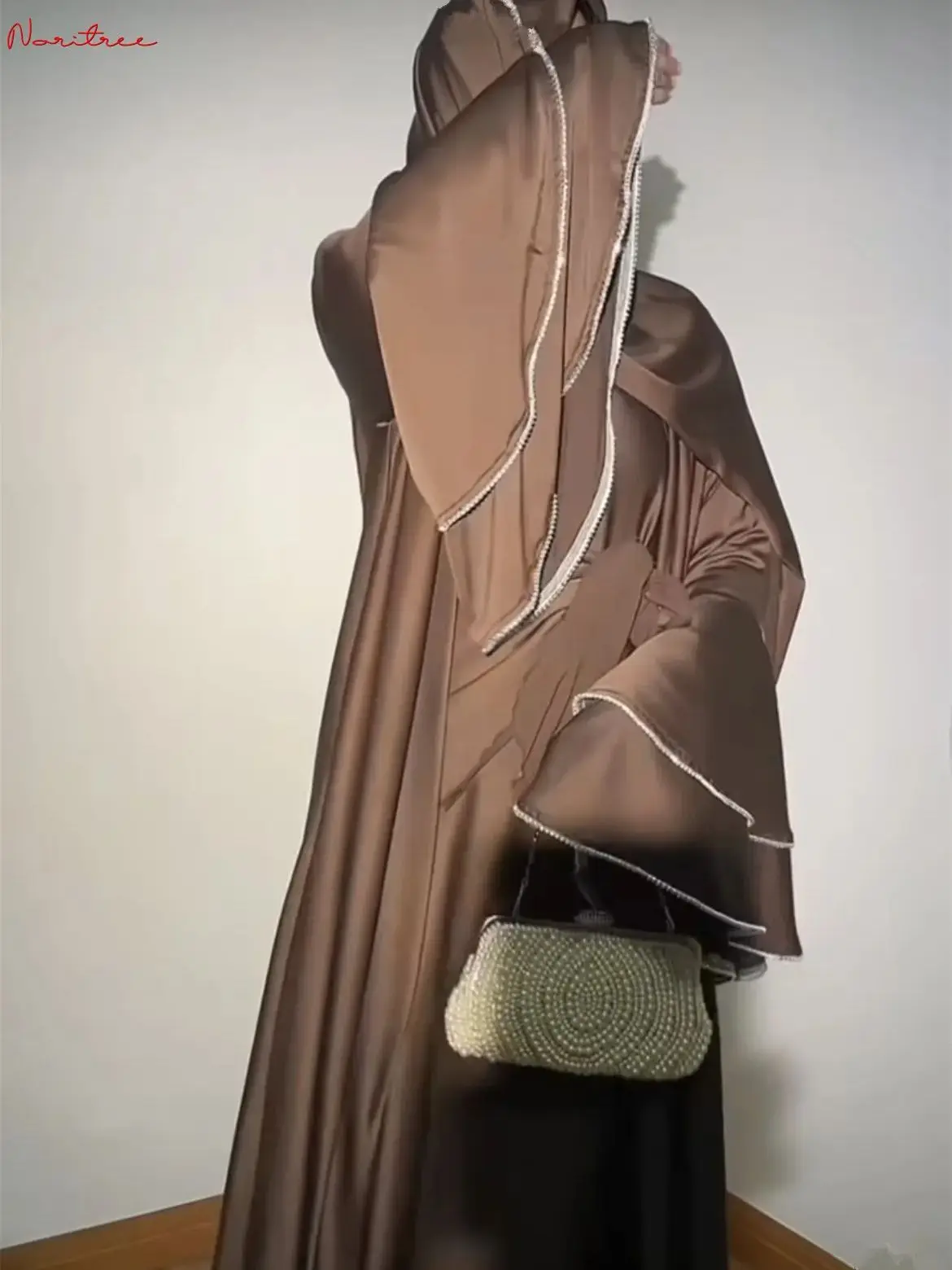 Latest-Big-Flare-Sleeved-Diamond-Beading-Muslim-Abaya-Female-Full ...