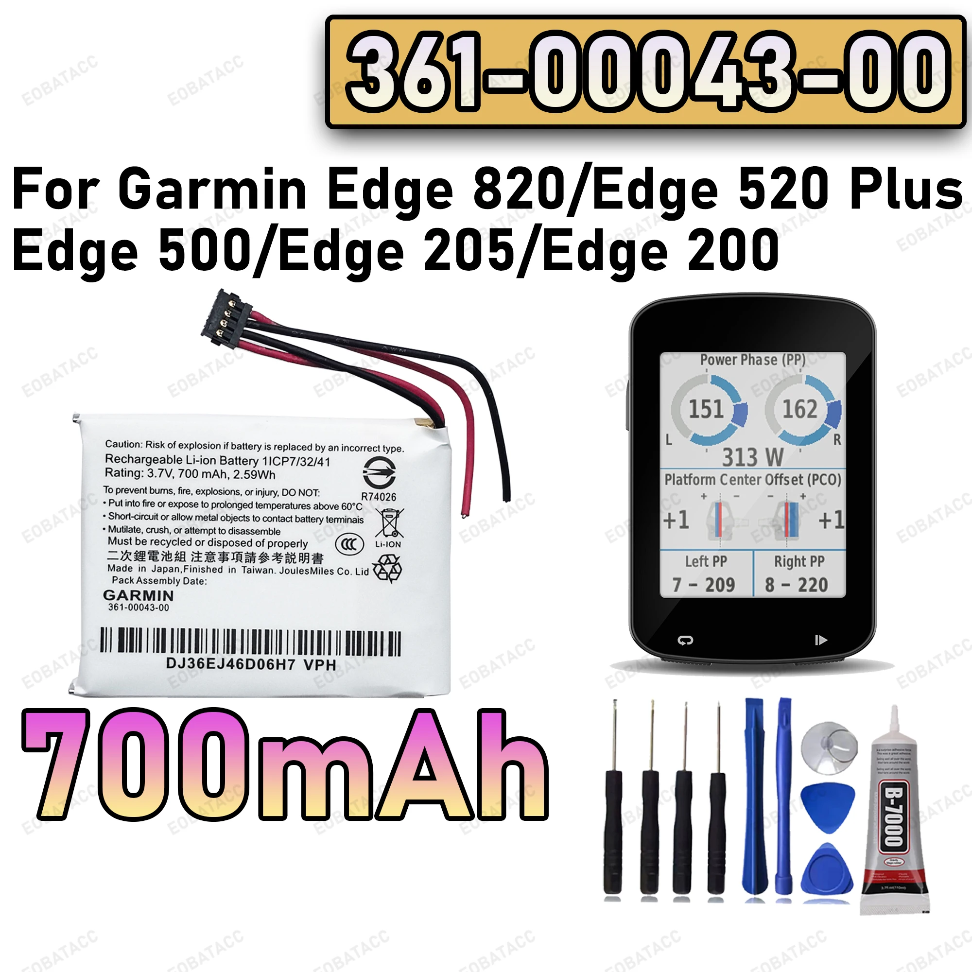 100% New Zero Cycle 361-00043-00 Battery For Garmin Edge 820/Edge 520 ...