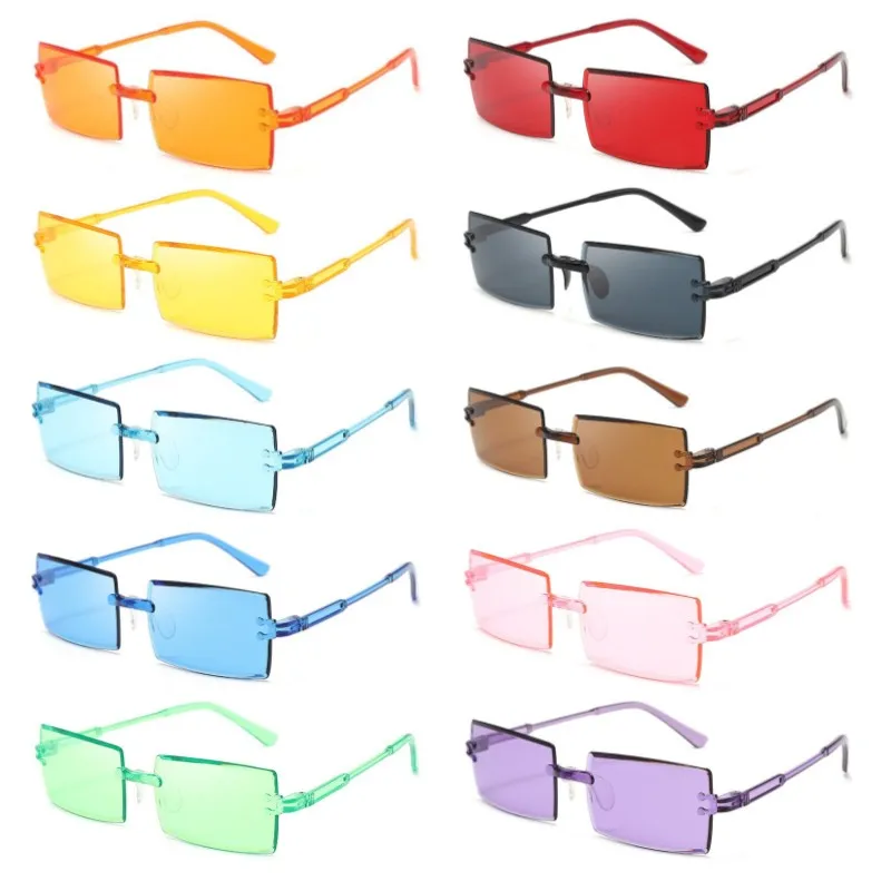 Fashion-Vintage-Colors-Sunglasses-Women-Rimless-Rectangle-Shade ...