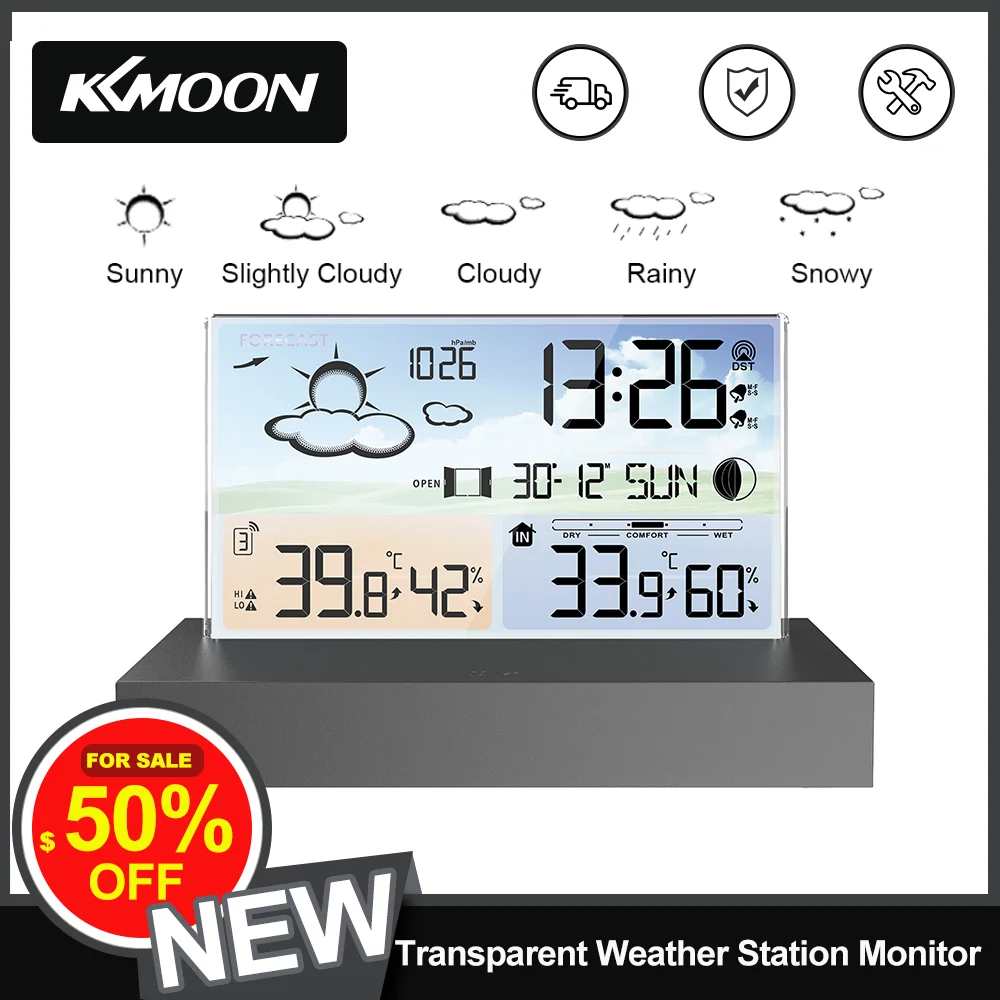 Transparent-Weather-Station-Glass-Colour-Screen-Thermometer-Hygrometer ...