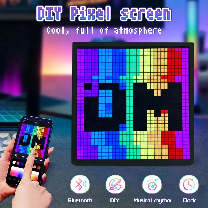 Smart-LED-Matrix-Pixel-Art-Screen-Display-APP-Control-Night-Light-Programmable-DIY-Photo-Frame ...