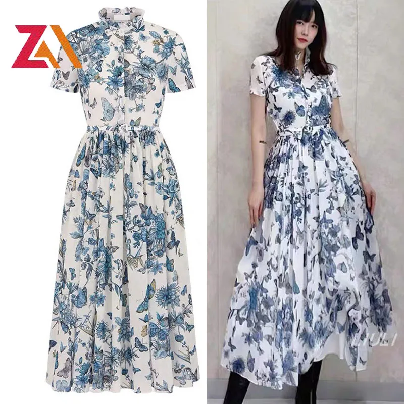 ZALady-designer-luxury-chic-vintage-short-sleeve-midi-long-dress ...