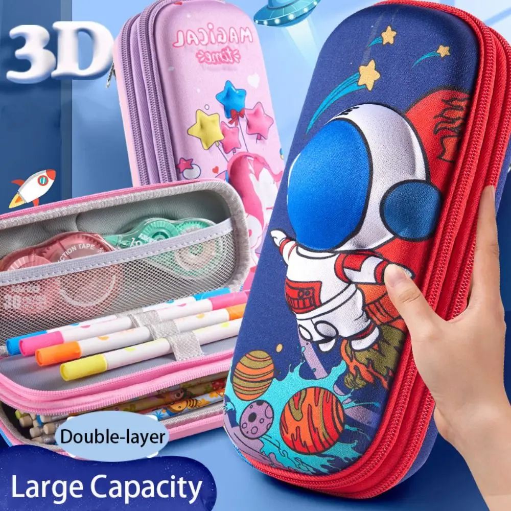 EVA Pencil Case Cartoon Double-layer Large Capacity Pen Bag Waterproof ...
