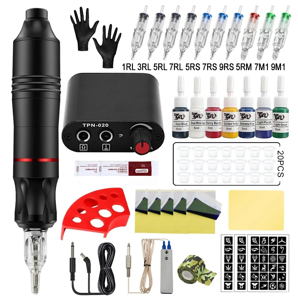 Professional-Tattoo-Machine-Set-Rotary-Tattoo-Pen-Kit-With-Cartridges ...