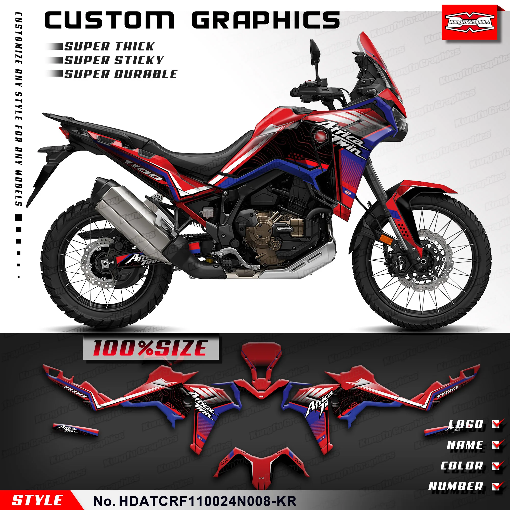 KUNGFU GRAPHICS Custom Adhesive Sticker Vinyl Graphics for Honda Africa ...