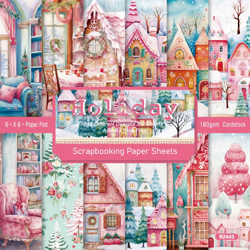 KLJUYP-24-sheets-6-X6-Christmas-House-Paper-Scrapbook-paper ...