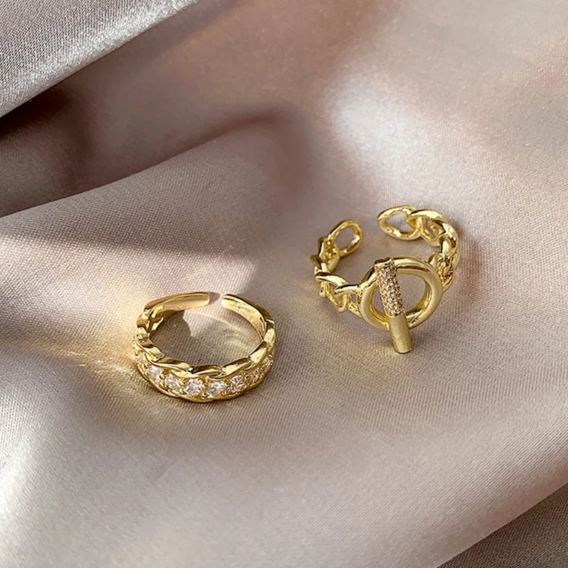 Evimi-Silver-Color-Geometric-Chain-OT-Rings-For-Women-Micro-Inlaid ...